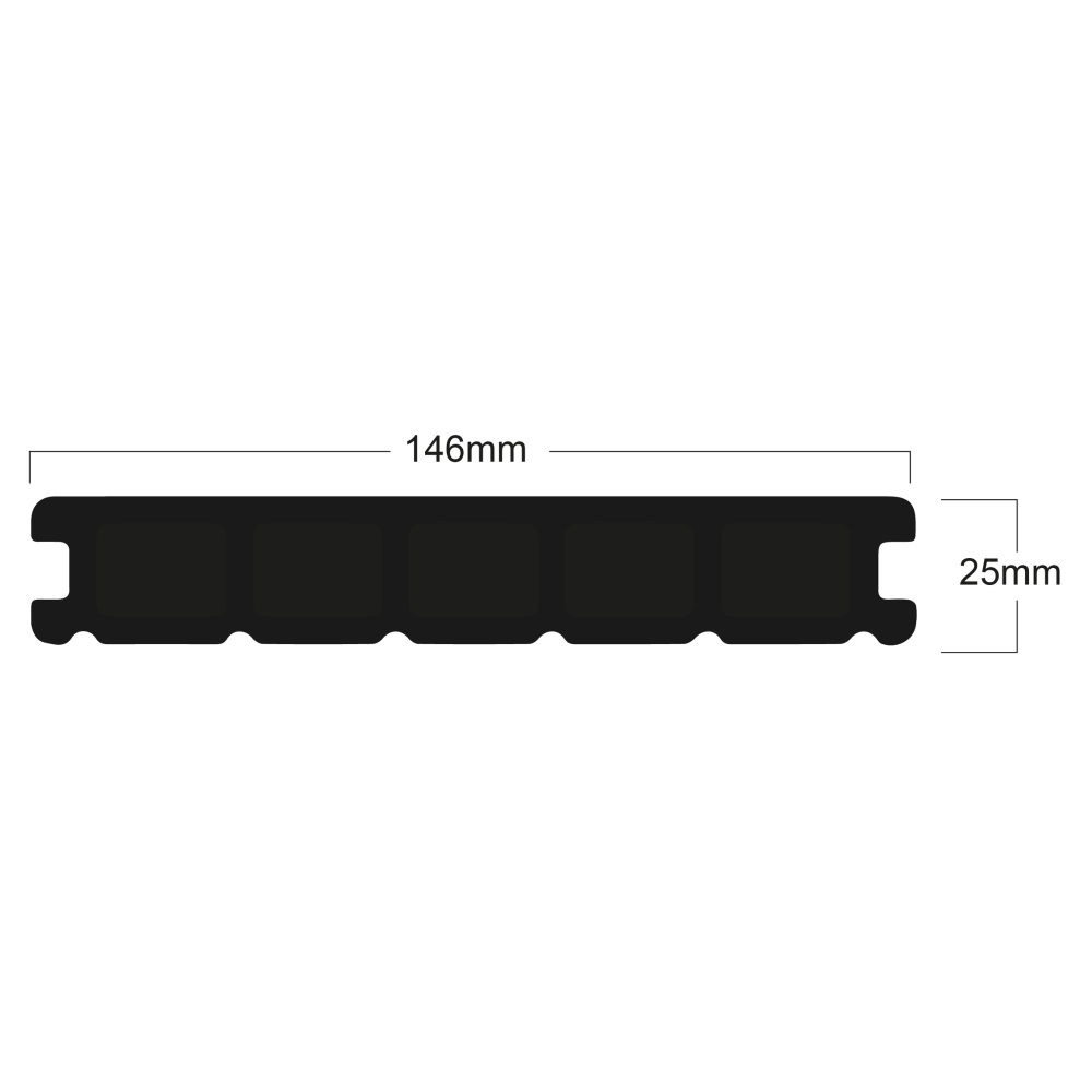 Charcoal 3.6m Composite Decking Board Elegance